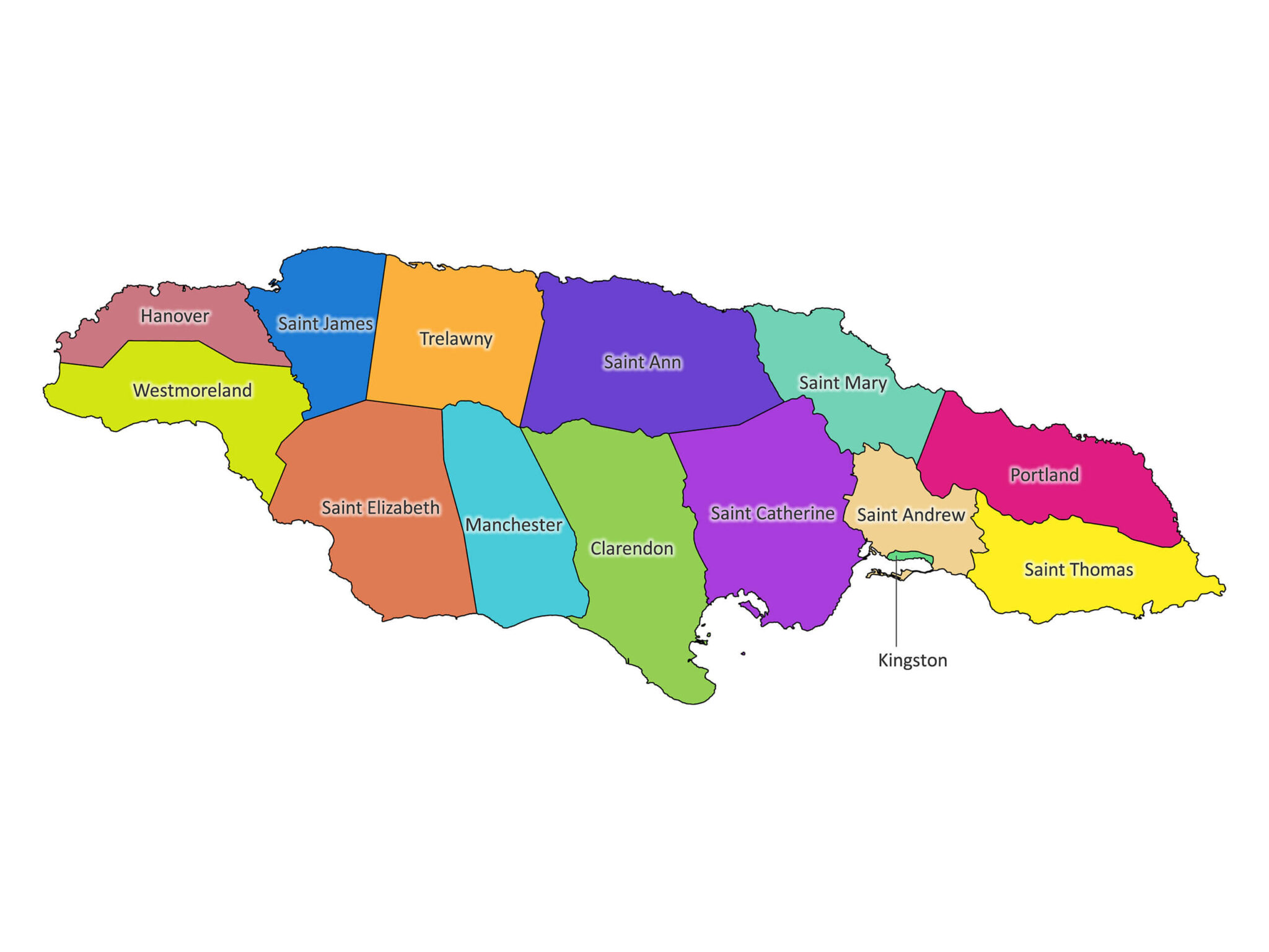 Labeled map of Jamaica | Labeled Maps