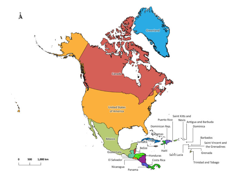 North America | Labeled Maps